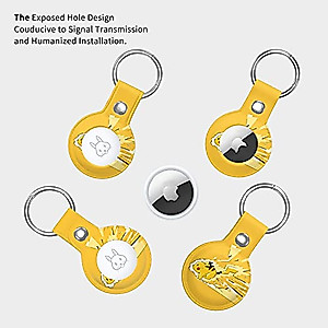 Cute AirTag Case Leather for Kids Child Air Tag Key Ring Anti-Lost, Anti-Scratch, Protective Cover Compatible with AirTag Holder 2021