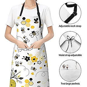 Sofevaim Bee Aprons for Women with Pockets - Spring Apron Waterproof Cute Apron for Cooking Baking Dishwashing, BBQ, Bee kitchen decor, Bee Gifts for Mom, Kitchen Aprons Adjustable Spring Decor
