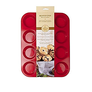Mrs. Anderson's Baking Silicone 12-Cup Muffin Pan Baking Mold, BPA Free, Non-Stick European-Grade Silicone, 13.5 x 10 x 1.25-Inches