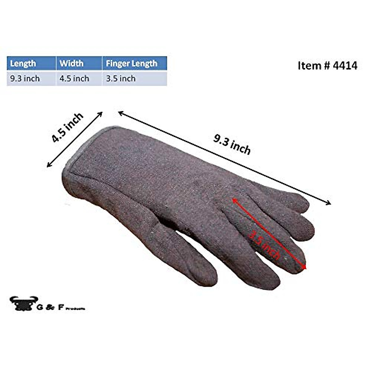 G & F 4414L-DZ Brown Jersey Winter Work Gloves with Red Fleece Lining, Large, 12-Pair