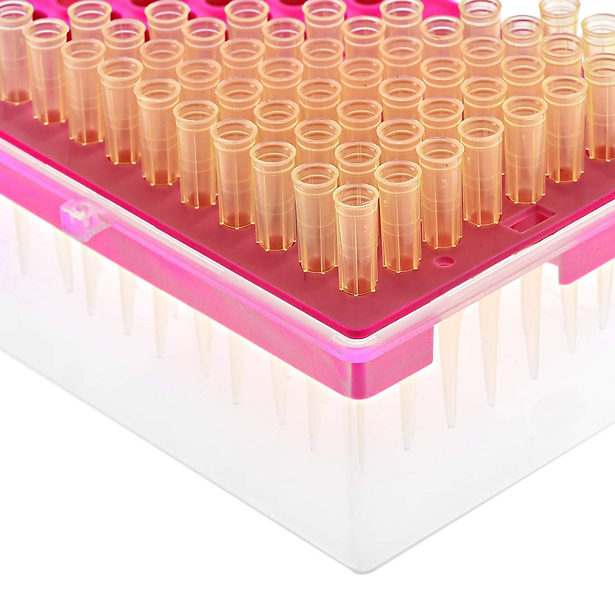 uxcell Pipette Tips Box 96-Well Polypropylene Tip Holder Container for 200ul Pipettor 5mm Hole Diameter Red