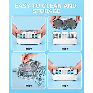 esemoil Portable Foldable Fan for Travel, 8" Oscillating Rechargeable Fan with Remote, 7200mAh Rechargeable Folding Standing Table Fan with 4 Speeds, Floor Pedestal Fan for Bedroom Office Travel Camp