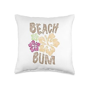 Vintage Coconut That Girl Aesthetic Y2K Room Decor Beach Bum Throw Pillow, 16x16, Multicolor