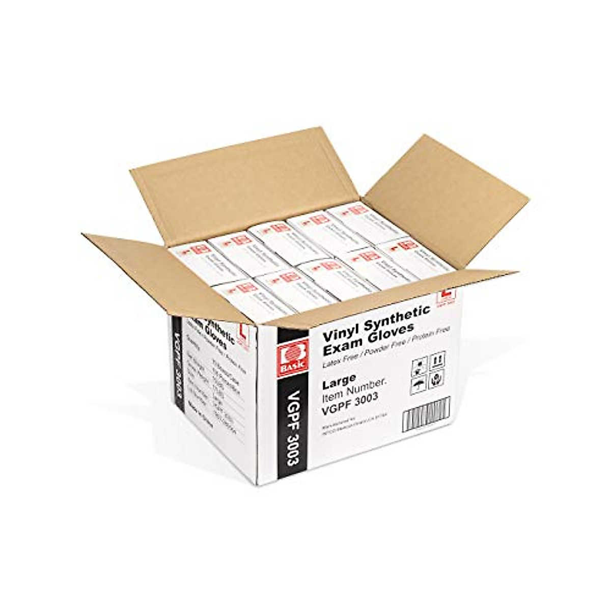 Basic Diagnostic VGPF3004 Clear Vinyl Exam Gloves, Latex-Free & Powder-Free, Extra-Large, Pack of 1000