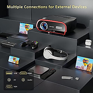 CAIWEI A12+ Smart 4K Projector Daylight with 5G WiFi Bluetooth, 1100ANSI Lumen Native 1080p Outdoor Movie Projector Home Theater Support 8000+Apps with HDMI LAN Input
