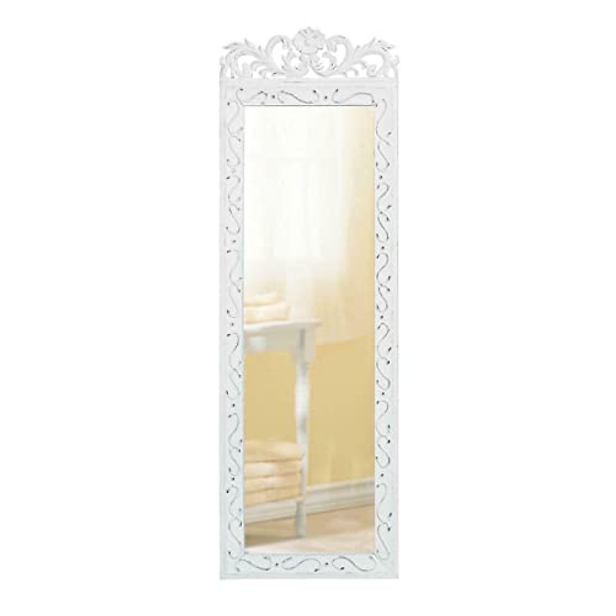 OBIOZZ Bedroom Floor Standing Mirror Elegant White Wall Mirror Wood White, Beautiful Living Room Decorations, Modern Design Full-Length Mirror