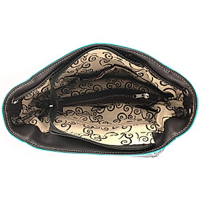 Zelris Western Country Cross Chevron Design Square Rucksack Backpack with Matching Wallet Set (Brown Turquoise)