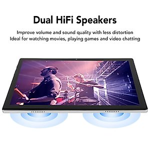 GLOGLOW Tablet PC, Silver 4G Calling 100-240V 5G WiFi 10.1 Inch Tablet Support Fast Charge with Keyboard for Reading for Android 12 (US Plug)
