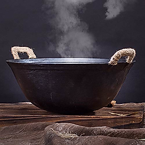 臻三环 ZhenSanHuan Handmade Cast Iron wok No Coating No painting Healthy LongLasting (36CM/14'')