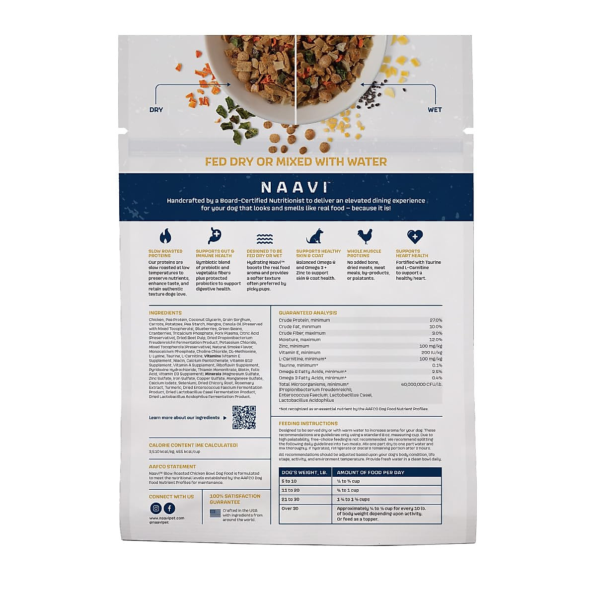 Naavi Slow Roasted Chicken Bowl with Ancient Grains, Vegetables & Fruits, Formulated to Support Gut & Immune Health in Adult Dogs - 6oz (2pack)