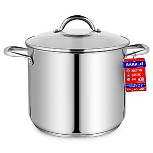 Bakken-Swiss Deluxe 24-Quart Stainless Steel Stockpot w/Tempered Glass See-Through Lid - Simmering Delicious Soups Stews & Induction Cooking - Exceptional Heat Distribution - Heavy-Duty & Food-Grade