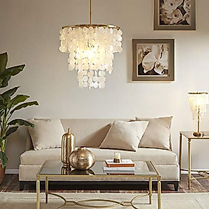 Urban Habitat Isla Modern Classic Chandeliers-Metal, White Shell Shade Pendant Ligthing Lamp Ceiling Dining Room Lighting Fixtures Hanging