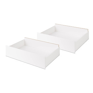 Prepac Select Rolling Storage Drawers for 4-Post Storage Bed, Set of 2 Storage Bed Drawers on Wheels 24.25" D x 39.25" W x 9.75" H, White, WBQK-1303-1