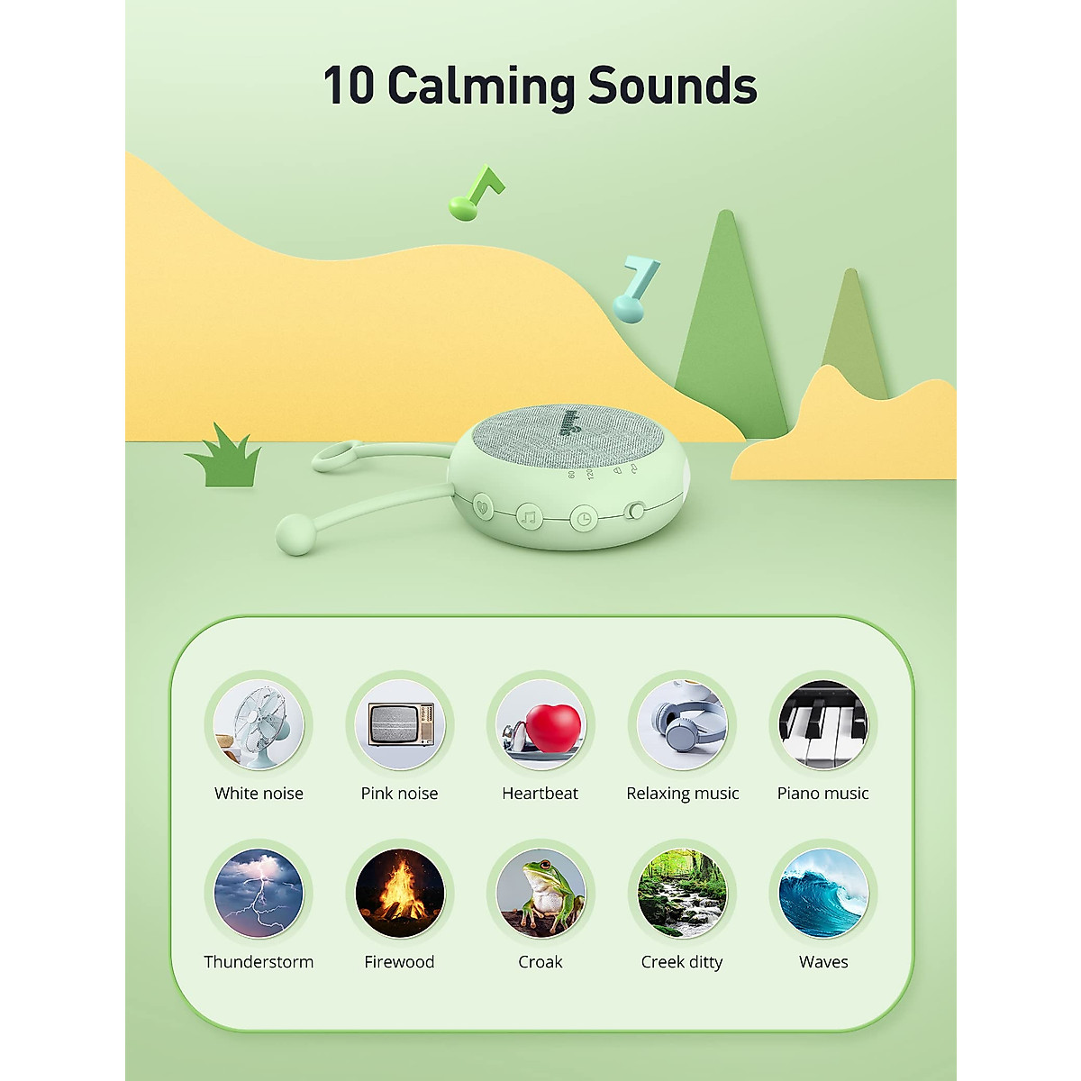 Portable Sound Machine,Sympa White Noise Machine for Baby,Sleep Sound Machine with Night Light,10 Natural Soothing Sounds,16H Playtime,Auto-Off Timers for Relaxing Sleep Aid for Baby Adult