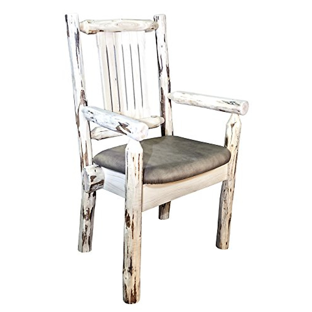 Montana Woodworks Montana Collection Captain's Chair, Ready to Finish with Upholstered Seat, Buckskin Pattern
