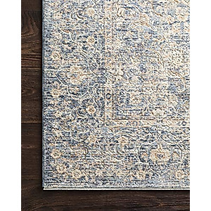 Loloi Pandora Collection Distressed Persian Vintage Area Rug, 2'0" x 3'4", Blue/Gold