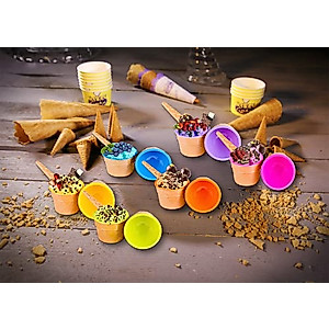 Green Direct Ice Cream Cups with Spoons/Large Plastic Dish with Spoon/Dessert Sundae Frozen Yogurt Bowls Icecream Cup Party Favors Dishes ice crem kits supplies for kids Set of 24