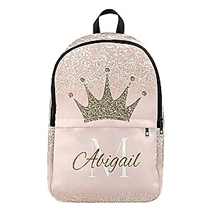 Eiis Princess Glitter Personalized Casual Backpack College School Laptop Travel Daypack for Boys Girs 17 Inch, One Size