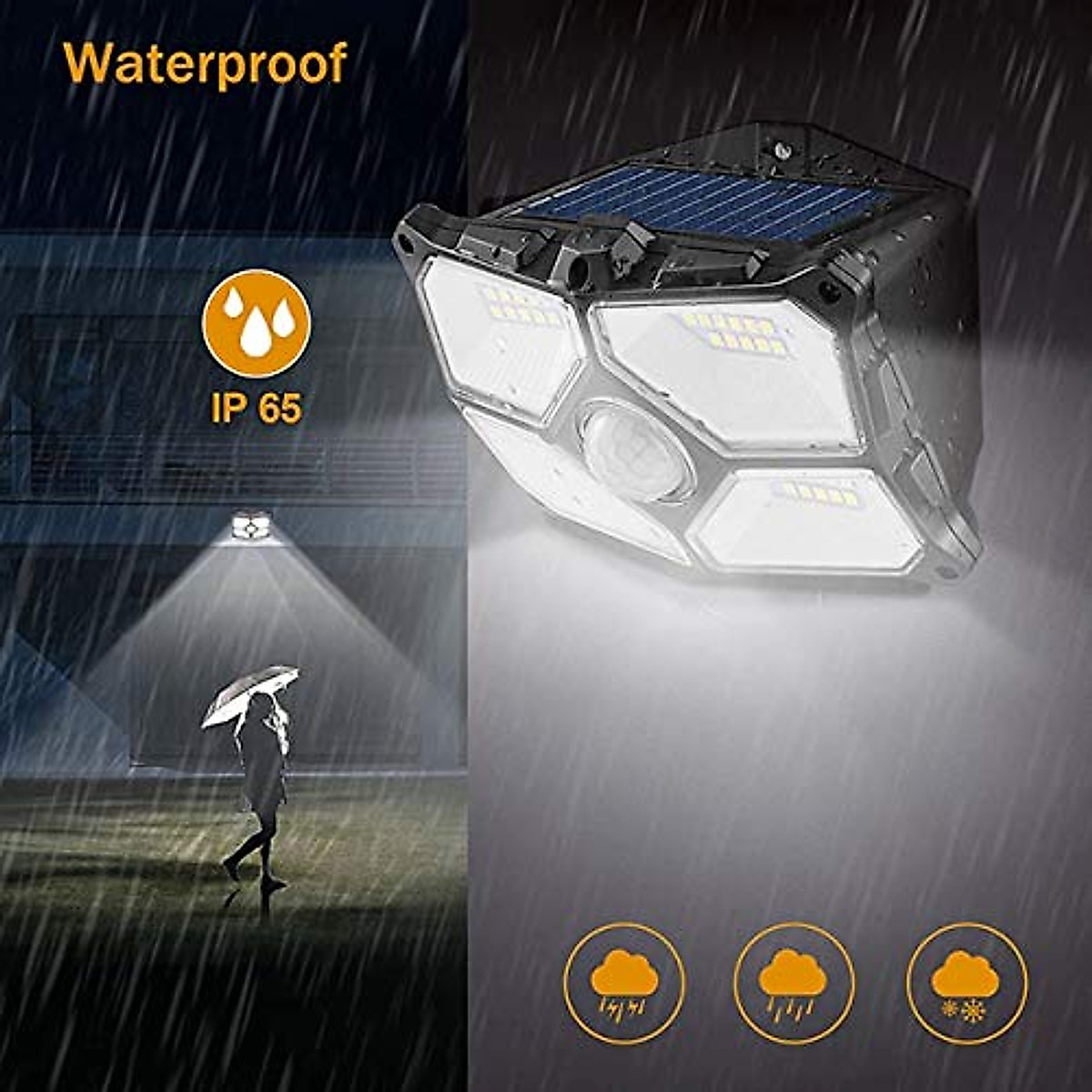 4 Sided 40Leds PIR Motion Sensor Sunlight Control Solar Energy Street Lamp Yard Path Home Garden Solar Power Induction Wall Light