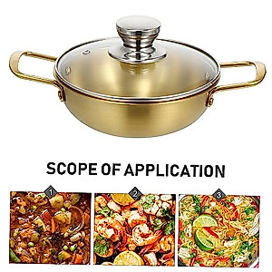 Yardwe 1 Set Stainless Steel Noodle Pot Stove Griddle Stainless Steel Skillet Japanese Ramen Metal Steaming Pot Korean Noodle Pan Noodles Cooker Ramen Pot Household Saucepan Kitchen Pan