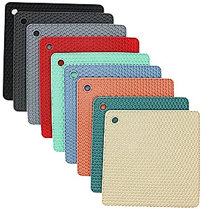 Smithcraft Silicone Trivets for Hot Dishes, Pots and Pans, Hot Pads for Kitchen, Mixing Color Silicone Pot Holders Mats for Kitchen Quartz Counter Heat Resistant Mat, Flexible Table Trivet Mat Set 4