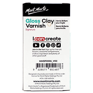 Mont Marte Clay Varnish Gloss Signature 4.05oz (120ml) Clay Sculpture Sealant, Glossy Clay Varnish, Varnish for Polymer or Air Hardening Clay, Clear Gloss Varnish for Clay.