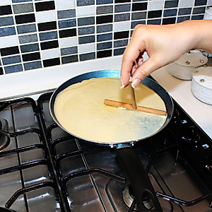 Crepe Spreader Sticks & Spatula Turner - Set of 4 [12 Inch Spatula | 3.5", 5", 7" Inch Spreader] Pancake Maker Kit - Kitchen Creipe Tools - Suitable for All Crepe Pan Sizes T Shape Construction