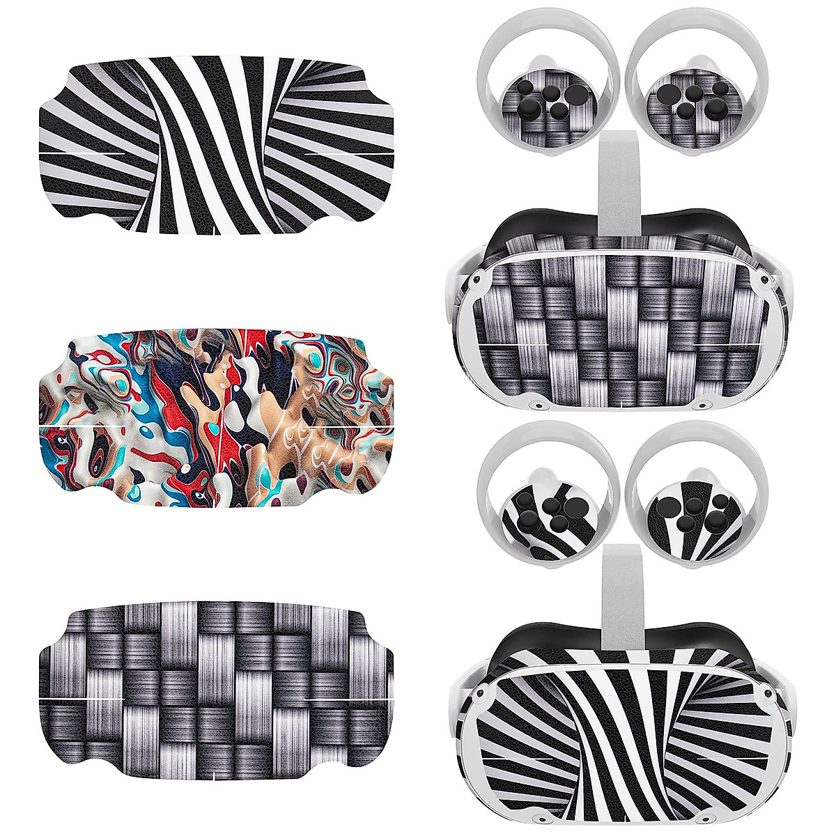 Geekria VR Headset & Controller Handle Skin Compatible with Meta Quest 2 Protective Cover, Protective Durable Scratch Resistant Quest 2 DIY Sticker