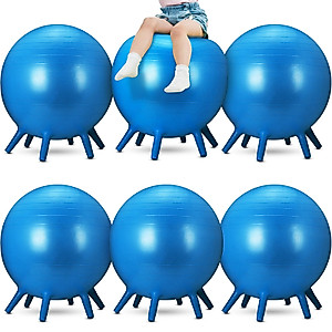Tanlade 6 Pack 18 Inch Kids Chair Ball Flexible Seating for Classroom Kids Yoga Ball Chair Improve Focus and Balance with Alternative Seating Desk Ball Chairs for Students Sitting (Blue)