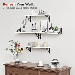 White Wall Shelves for Bedroom Aesthetic Set of 4, Wood Floating Bookshelf for Bedroom Storage, Small Wall Mounted Shelves for Women Kids Girls Room, Bathroom Organizer, Nursery Books, Office