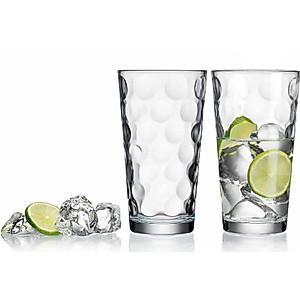 Home Essentials & Beyond Drinking Glasses Set of 4 Highball Glass Cups Bar Glasses, Uses for Juice, Water, Cocktails, Beverages, and Iced Tea. Dishwasher Safe