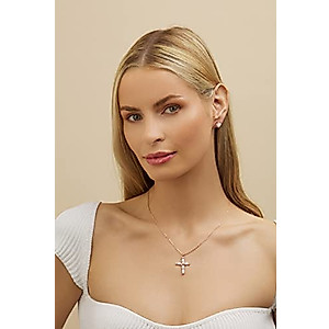 Barzel Rose Gold & White Gold Plated Created Opal Cross Chain With Pendant