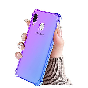 KOARWVC Case for Galaxy A40 Case,Samsung A40 SM-A405F Case, Crystal Clear Case Gradient Slim Anti Scratch TPU Shockproof Protective Phone Cases Cover for Samsung Galaxy A40 (Purple/Blue)