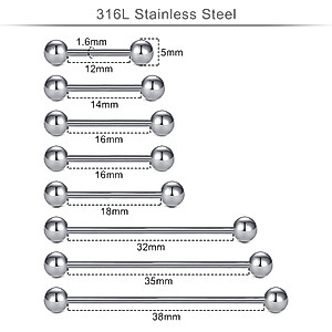 JIESIBAO 75PCS Mixed-size Piercing Kits for All Piercings,Stainless Steel Piercing Kit 14G 16G 18G 20G Piecing Needles for Ear Cartilage Tragus Nose Septum Lip Nipple Piercing Tools