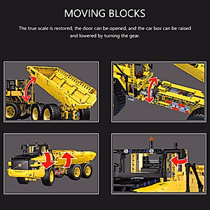 Mould King 17010 Engineering Dump Truck Building Block Kits, MOC Building Blocks Set to Build, Gift for Kids Age 8+/Adult Collections Enthusiasts(1888 Pieces with Motor/APP Remote Control)
