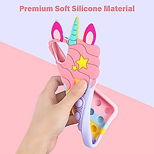 HoneyAKE Fidget Toys Phone Case for iPhone 11 Phone Case Bubble Bumper Protective Soft Silicone Shockproof Stress Reliever Pop Fun Phone Cover Shell Women Girls Case for iPhone 11 6.1 Inch, Rainbow