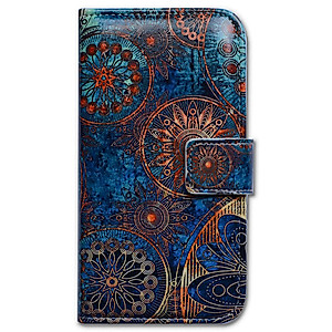 Bcov Case for Galaxy A01, Gorgeous Colours Circle Mandala Leather Flip Case Wallet Cover with Card Slot Holder Kickstand for Samsung Galaxy A01