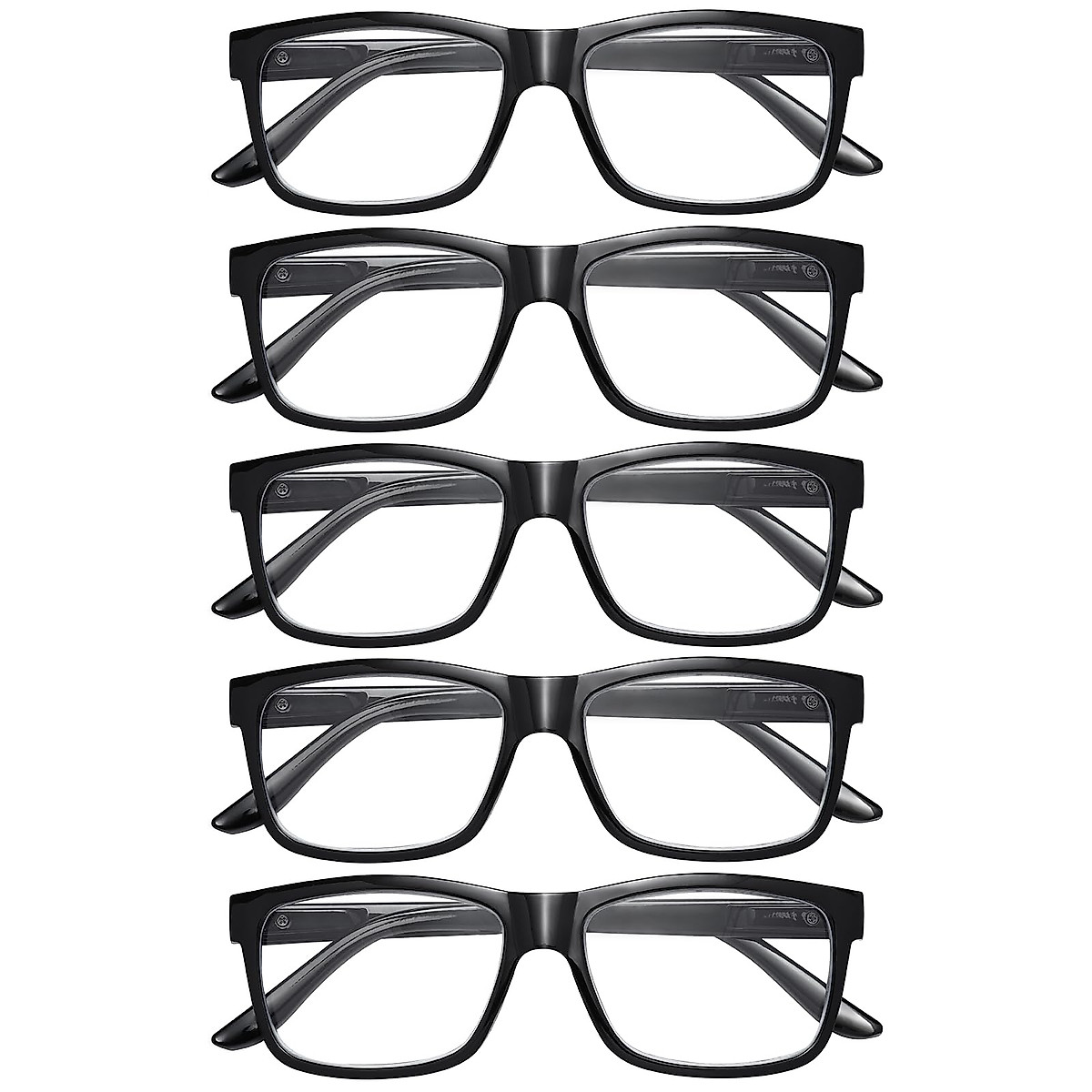 AIMISUV 5 Pack Reading Glasses for Women Men - Blue Light BlockingUV Filter Computer Readers,Anti Eyestrain Eyeglasses (Light Black, 1.50, x)