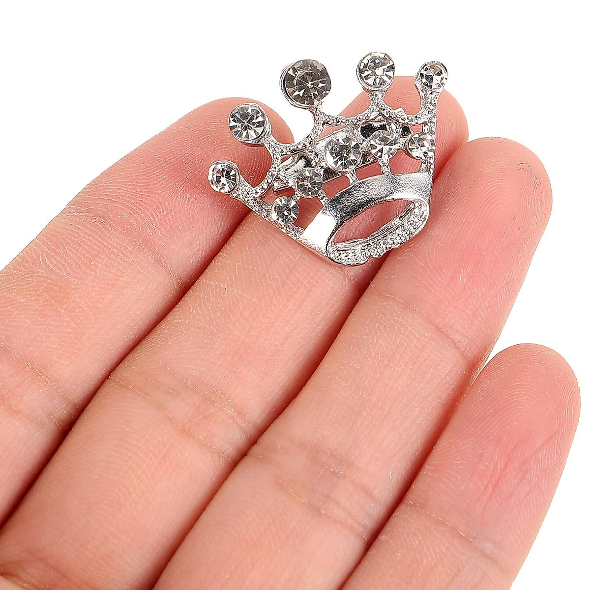 ULTNICE 12pcs Tiara Crown Brooch Pin Wedding Party Pageant Brooch (Silver)