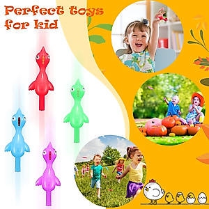 Sumind 16 Pack Finger Slingshot Chicken Rubber Chicken Flick Chicken Ornament Flying Chicken Fingers Stretchy Funny Christmas Birthday Party Activity Favor(Red, Blue, Green, Purple)