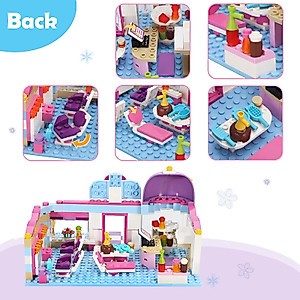BRICK STORY Girls Friends Hair Salon Building Kit with 2 Mini People 5 Dolls Hair Creative Girls Friends Sets 358 Pieces with a Pink Convertible Car STEM Building Toys Gifts for Kids Age 6-12 and Up