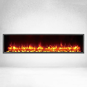 Dynasty Harmony 55 Inch Electric Fireplace - Modern, Linear Design with Multiple Flame Colors & Remote Control | Hardwire or Plug-in Installation, Supplemental Zone Heat