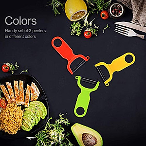 Original Vegetable Fruit Peeler Carbon Steel Blade 3 Pack Red/Green/Yellow…