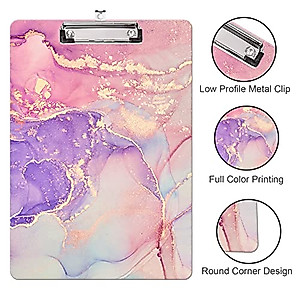 Fashion Clipboard, A4 Letter Size Wooden Decorative Clipboards for Teacher, Nurse, Doctor,Student and Kids, Cute Design for Standard Size 12.2" x 8.9" (C-Pink Purple Marble)