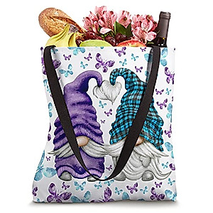 Trendy Spring Gnome For Purple Awareness With Cute Butterfly Tote Bag