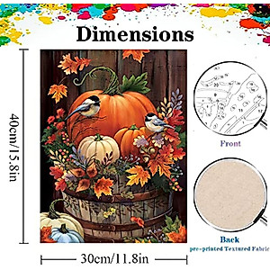 Tiwabb Thanksgiving Paint by Number for Adults,Fall Painting by Numbers Kits On Canvas,Without Frame DIY 4 Pack Fall Pumpkin Truck Oil Painting Acrylic Paints, for Gift and Home Decor 12x16inch