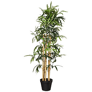 Amazon Basics Artificial Fake Palm Tree Plant with Plastic Planter Pot, 47-Inch