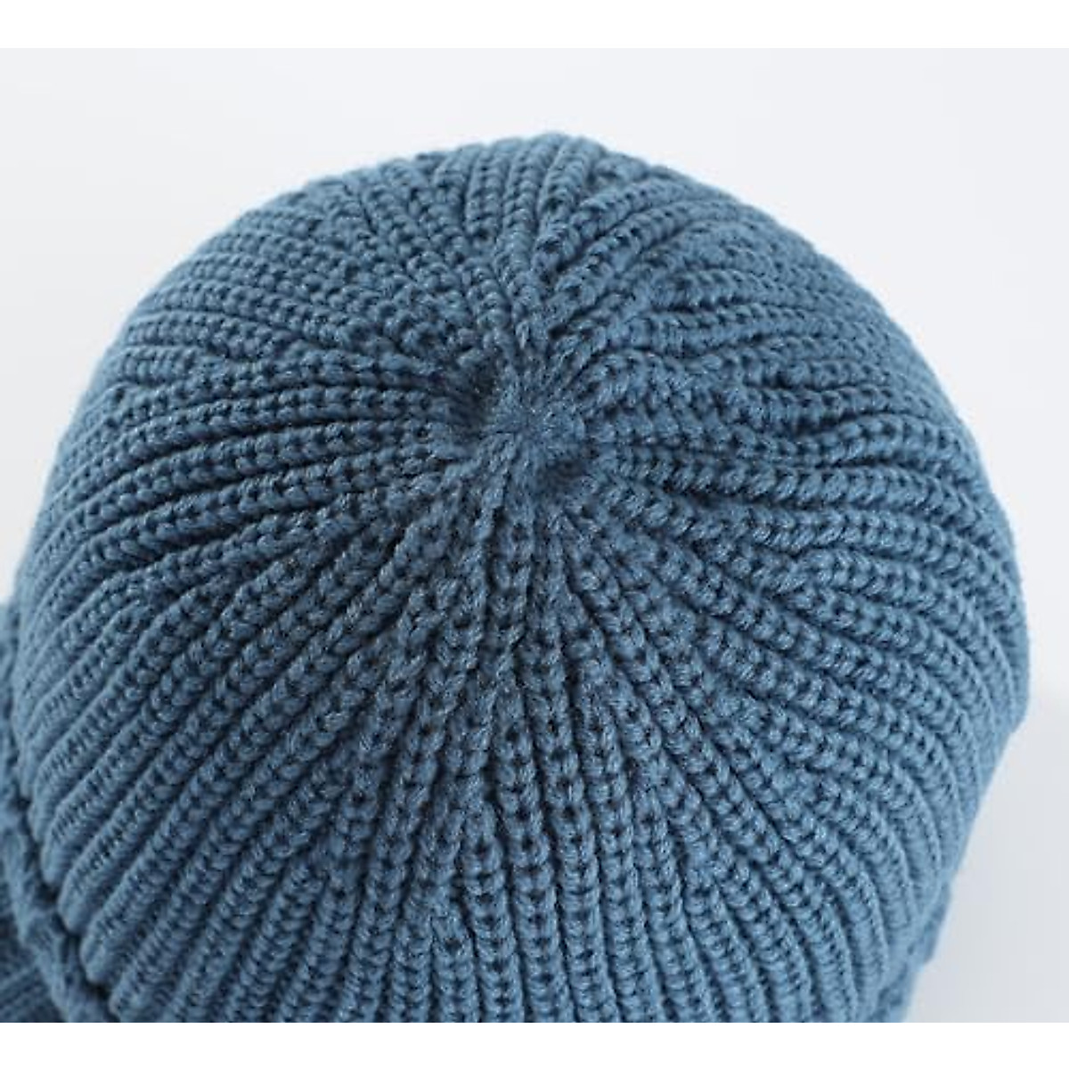 Home Prefer Men's Winter Hat Thick Knit Beanie Cap with Visor Newsboy Beanie Hat Airforce Blue