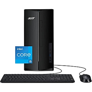 acer 2023 Aspire TC-1760 Desktop PC Intel 12th Gen 6-Core i5-12400 16GB RAM 512GB PCIe SSD 1TB HDD NVIDIA GTX 1660 Super GDDR6 6GB HDMI DP DVI-D USB-C WiFi AC BT RJ-45 Windows 11 Pro w/RE USB Drive