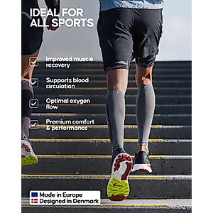 DANISH ENDURANCE Graduated Calf Compression Sleeves (Solid Black 1 Pair, Medium)